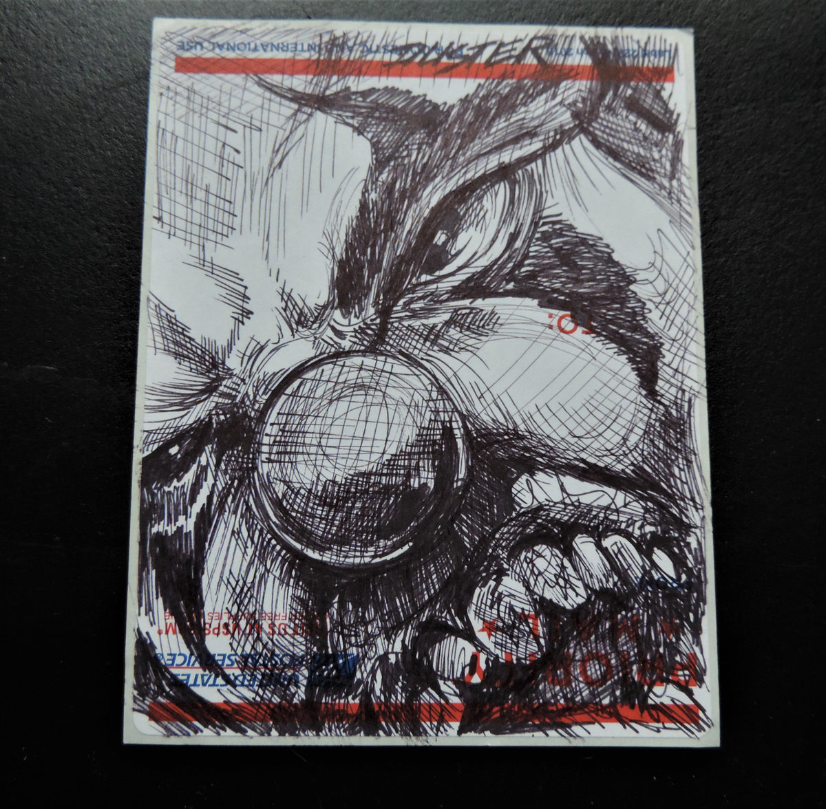 Original Duster Scary Gary Sketch on USPS Sticker Paper - 018 ...